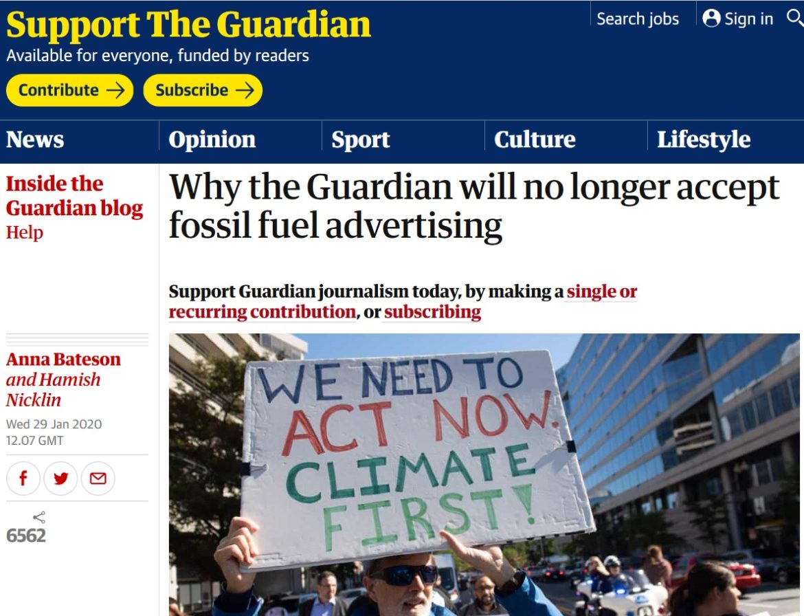 Au Guardian, Anna Bateson coupe la pub pour les énergies fossiles - Les ...